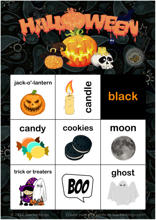 Halloween Bingo Kids 3x3 (5 pages + call sheet) - Made By Teachers