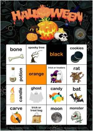 Halloween Bingo Kids 4x4 (5 pages + call sheet) | Made By Teachers