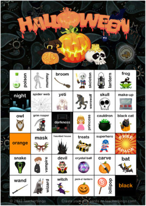 Halloween Bingo Kids 6x6 (5 pages + call sheet) | Made By Teachers