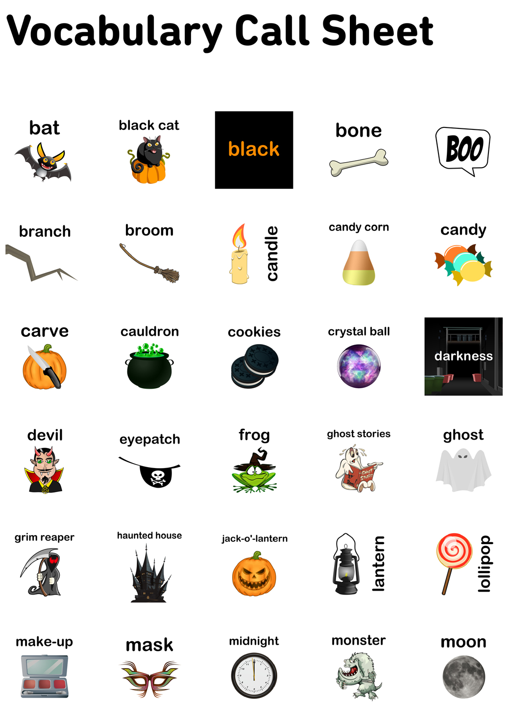 Halloween Bingo Kids 6x6 (5 pages + call sheet) | Made By Teachers