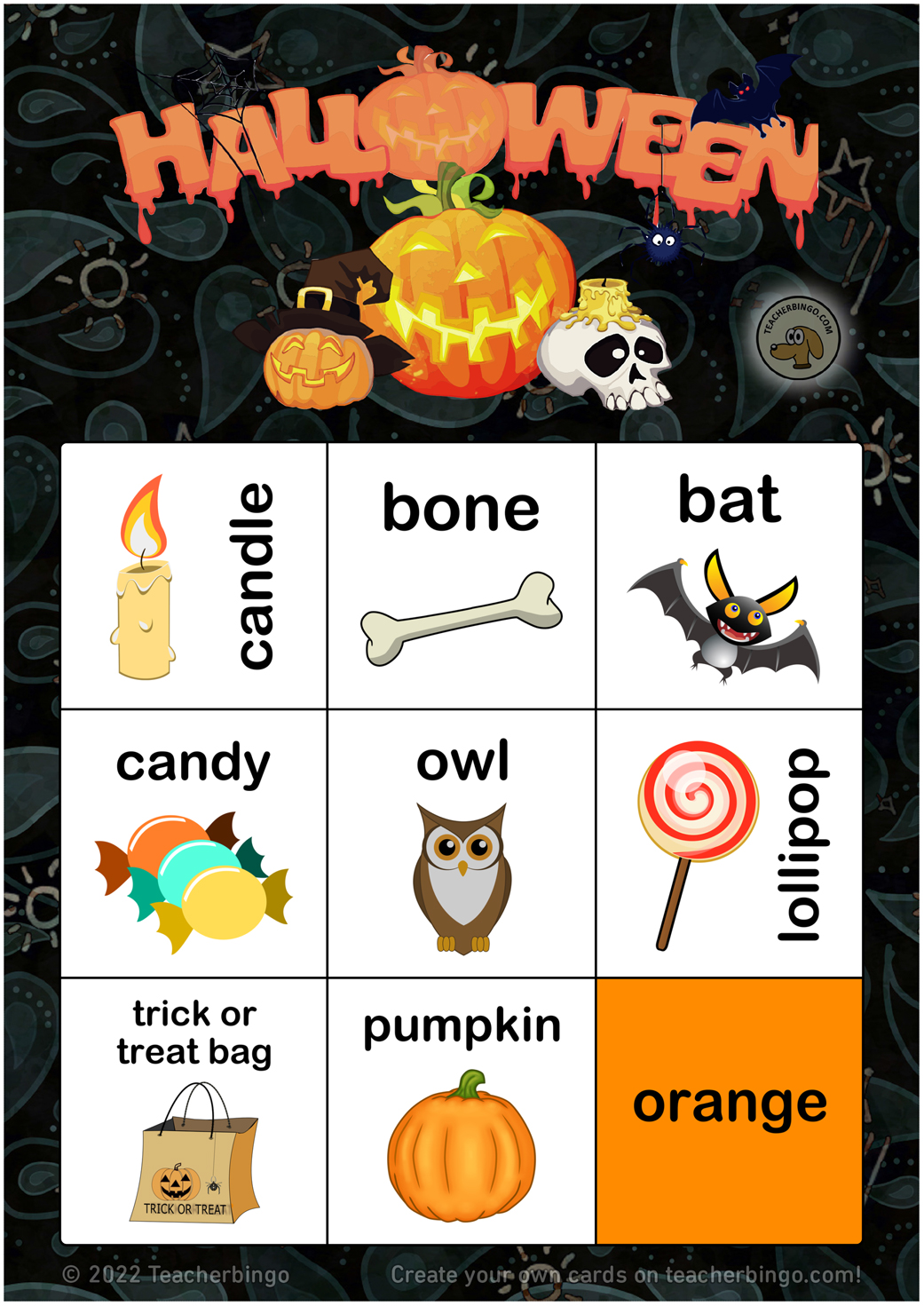 Halloween Bingo Kids 3x3 (100 pages + call sheet) | Made By Teachers