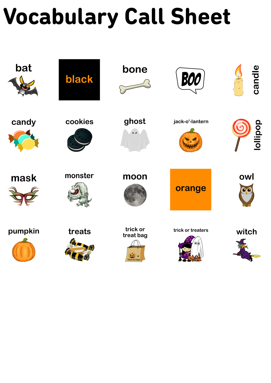 Halloween Bingo Kids 3x3 (100 pages + call sheet) | Made By Teachers