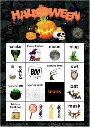 Halloween Bingo Kids 4x4 (100 pages + call sheet) | Made By Teachers