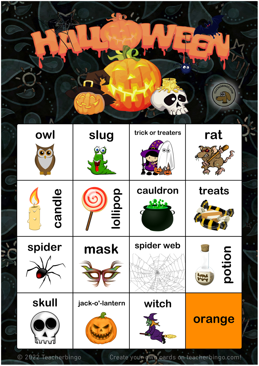 Halloween Bingo Kids 4x4 (100 pages + call sheet) | Made By Teachers