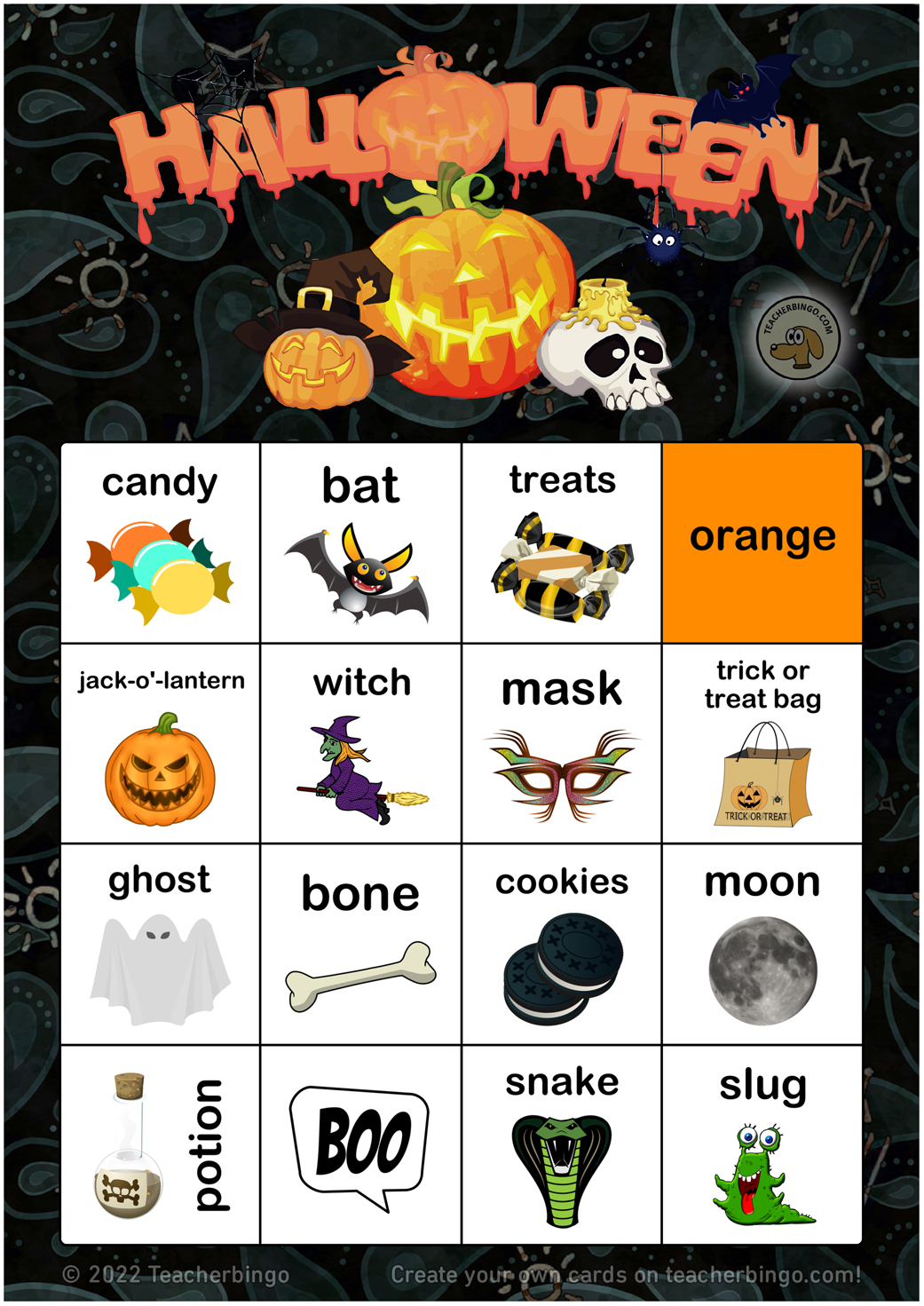 Halloween Bingo Kids 4x4 (100 pages + call sheet) | Made By Teachers