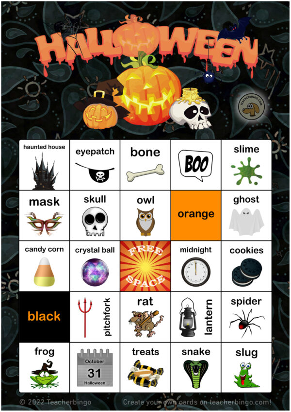 Halloween Bingo Kids 5x5 (100 pages + call sheet) | Made By Teachers