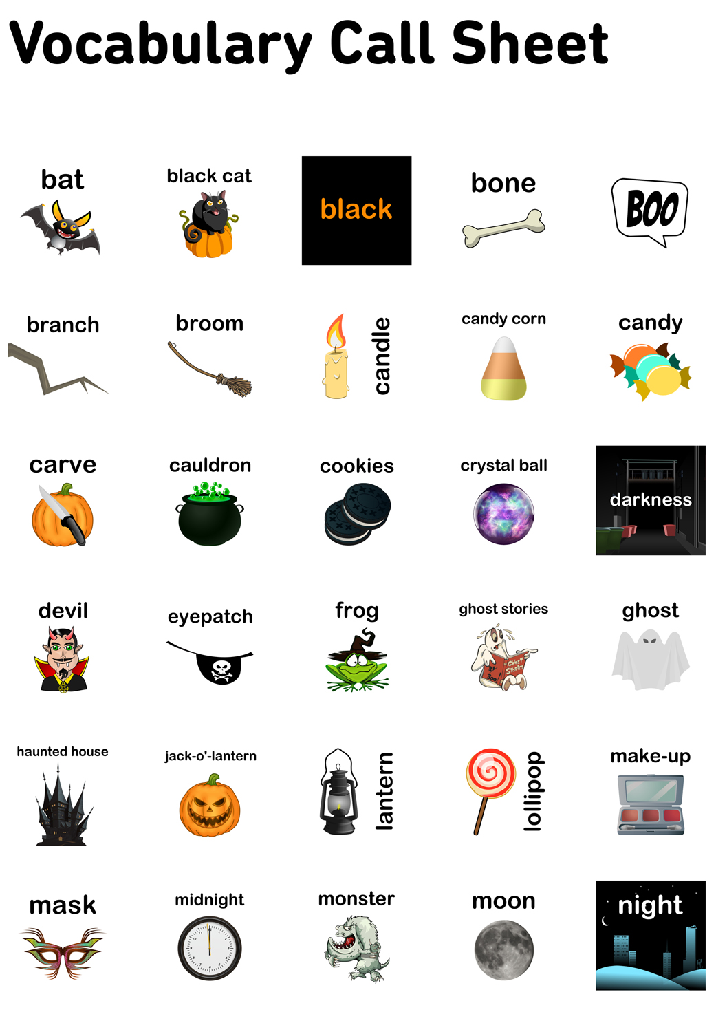 Halloween Bingo Kids 5x5 (100 pages + call sheet) | Made By Teachers