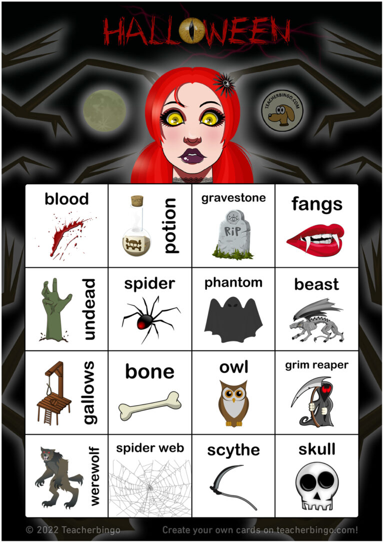 Scary Halloween Bingo 3x3 (100 pages + call sheet) | Made By Teachers