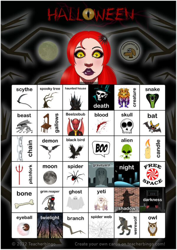 Scary Halloween Bingo 6x6 (5 pages + call sheet) | Made By Teachers