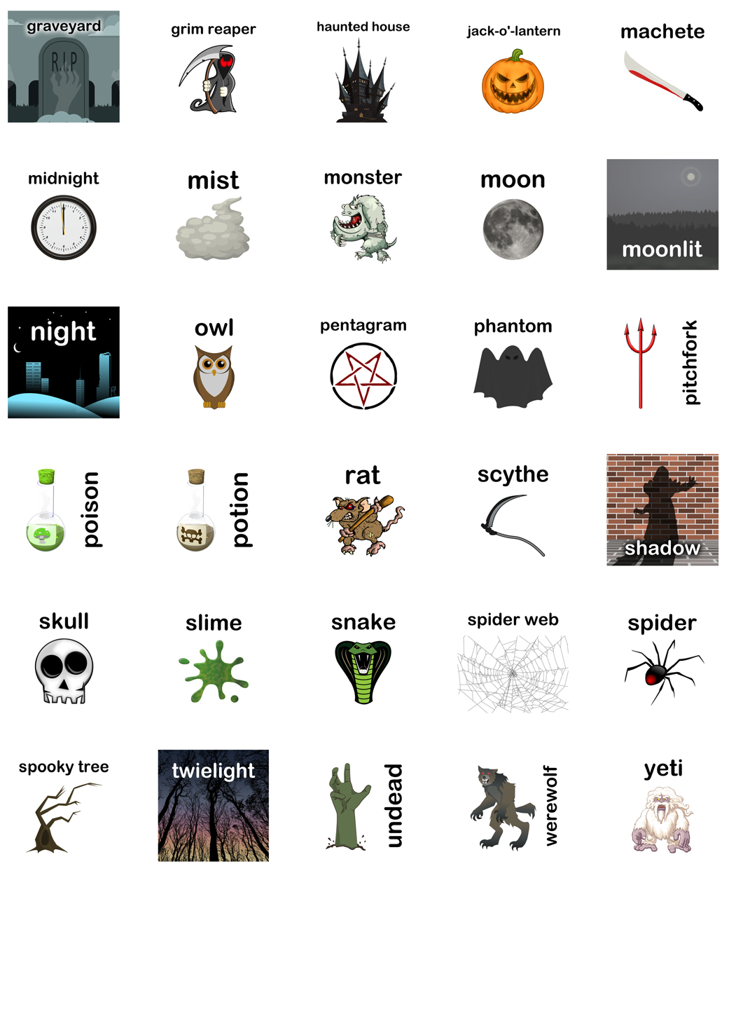 Scary Halloween Bingo 6x6 (5 pages + call sheet) | Made By Teachers