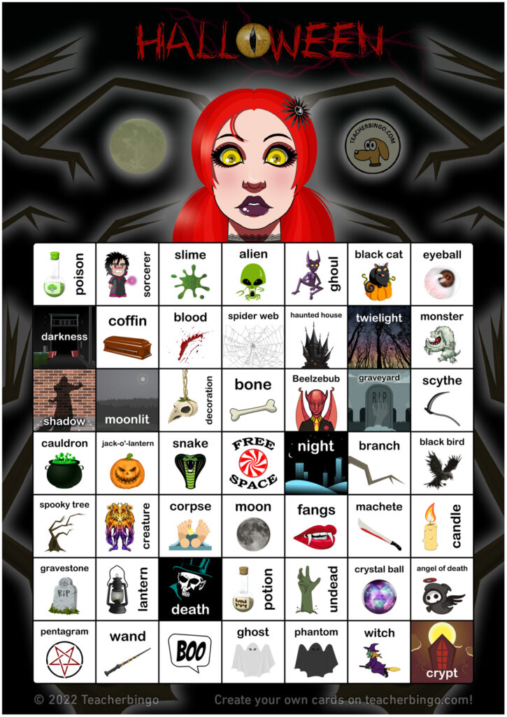 Scary Halloween Bingo 7x7 (5 pages + call sheet) | Made By Teachers