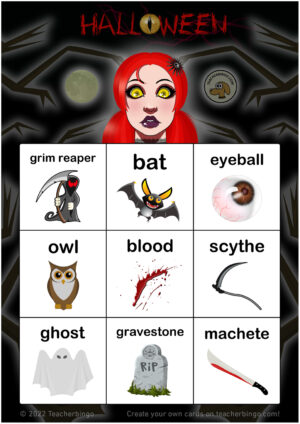 Scary Halloween Bingo 3x3 (100 pages + call sheet) | Made By Teachers