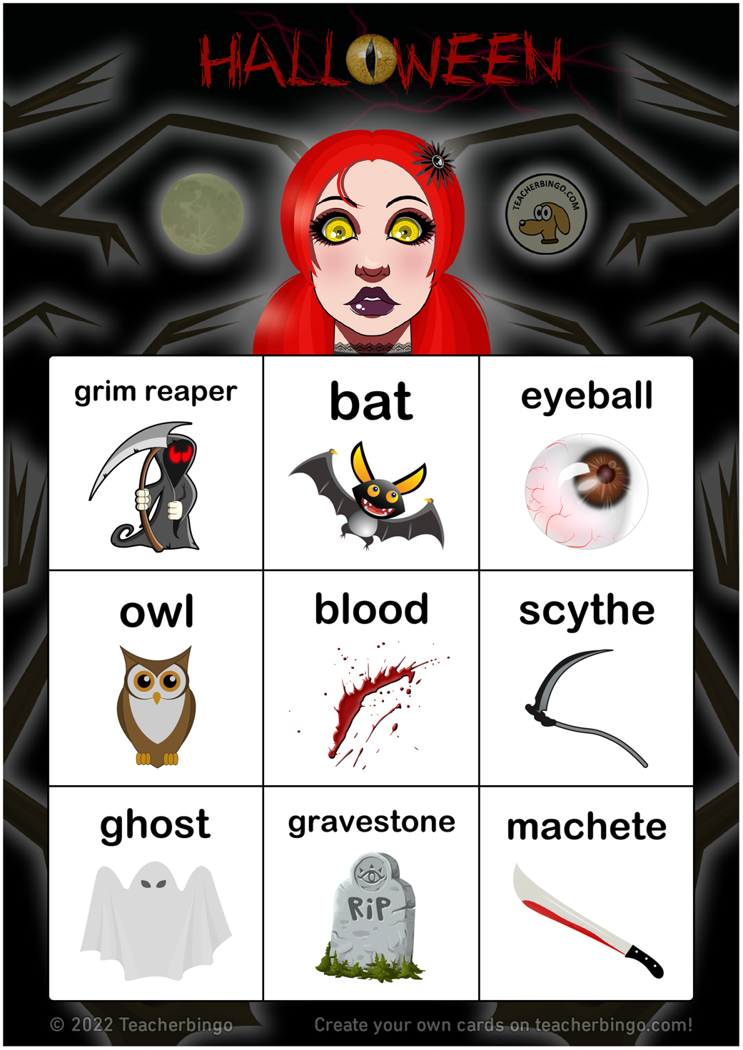 Scary Halloween Bingo 3x3 (100 pages + call sheet) | Made By Teachers