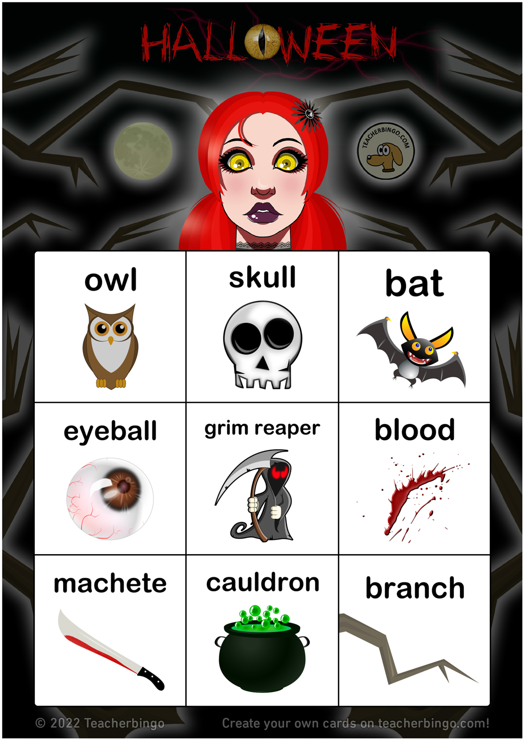 Scary Halloween Bingo 3x3 (100 pages + call sheet) | Made By Teachers