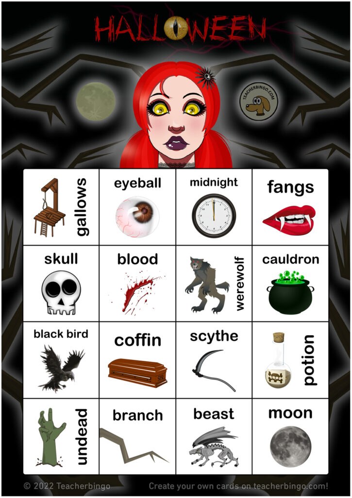 Scary Halloween Bingo 4x4 (100 pages + call sheet) | Made By Teachers