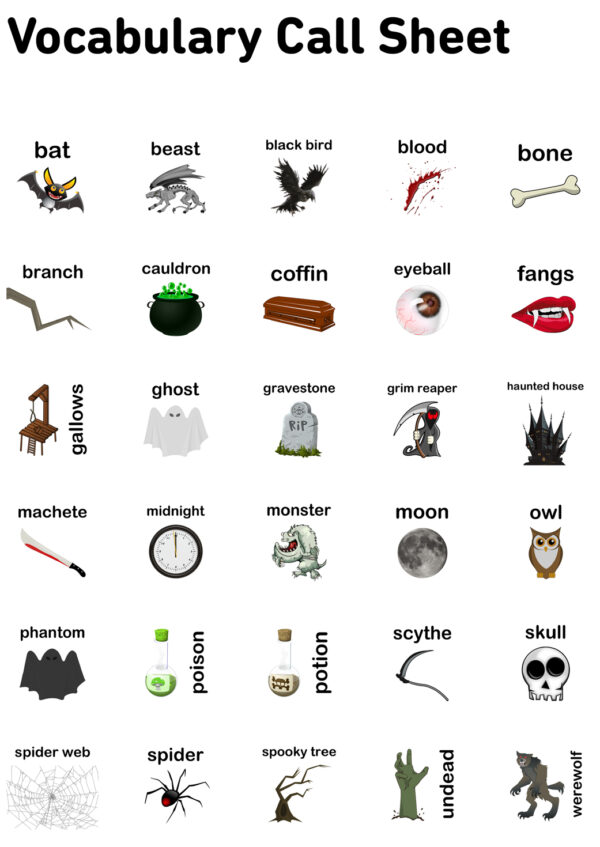 Scary Halloween Bingo 4x4 (100 pages + call sheet) | Made By Teachers