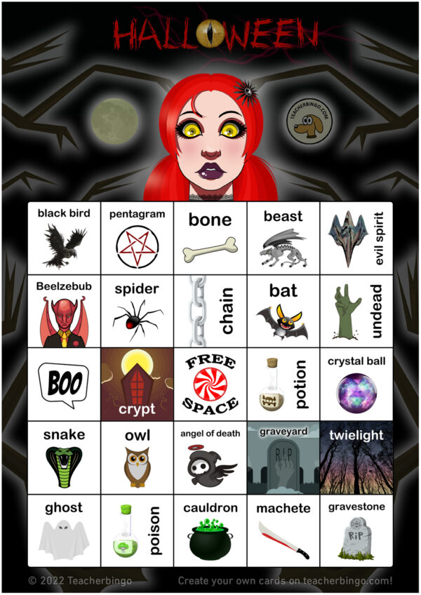 Scary Halloween Bingo 5x5 (100 pages + call sheet) | Made By Teachers
