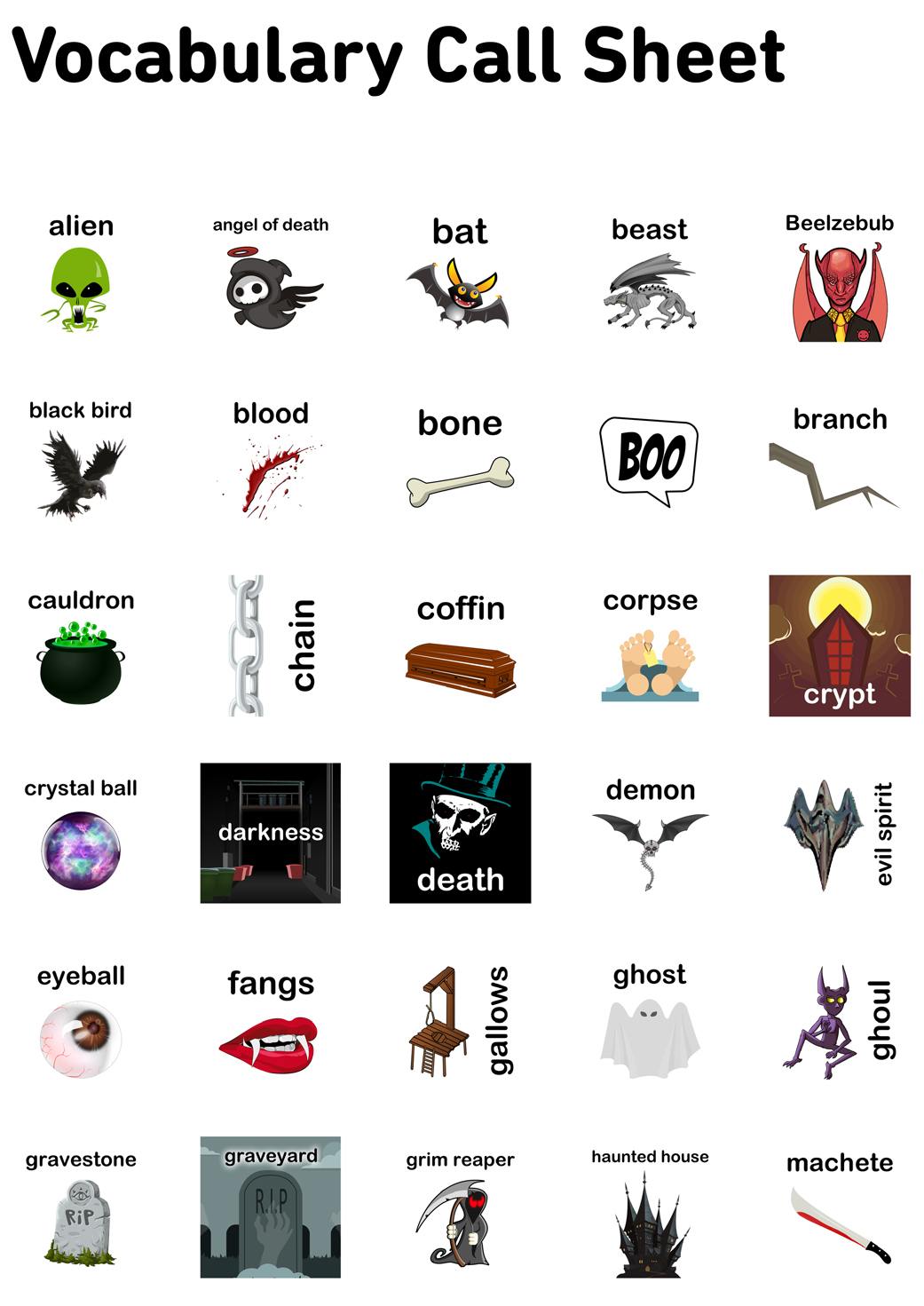 Scary Halloween Bingo 5x5 (100 pages + call sheet) | Made By Teachers