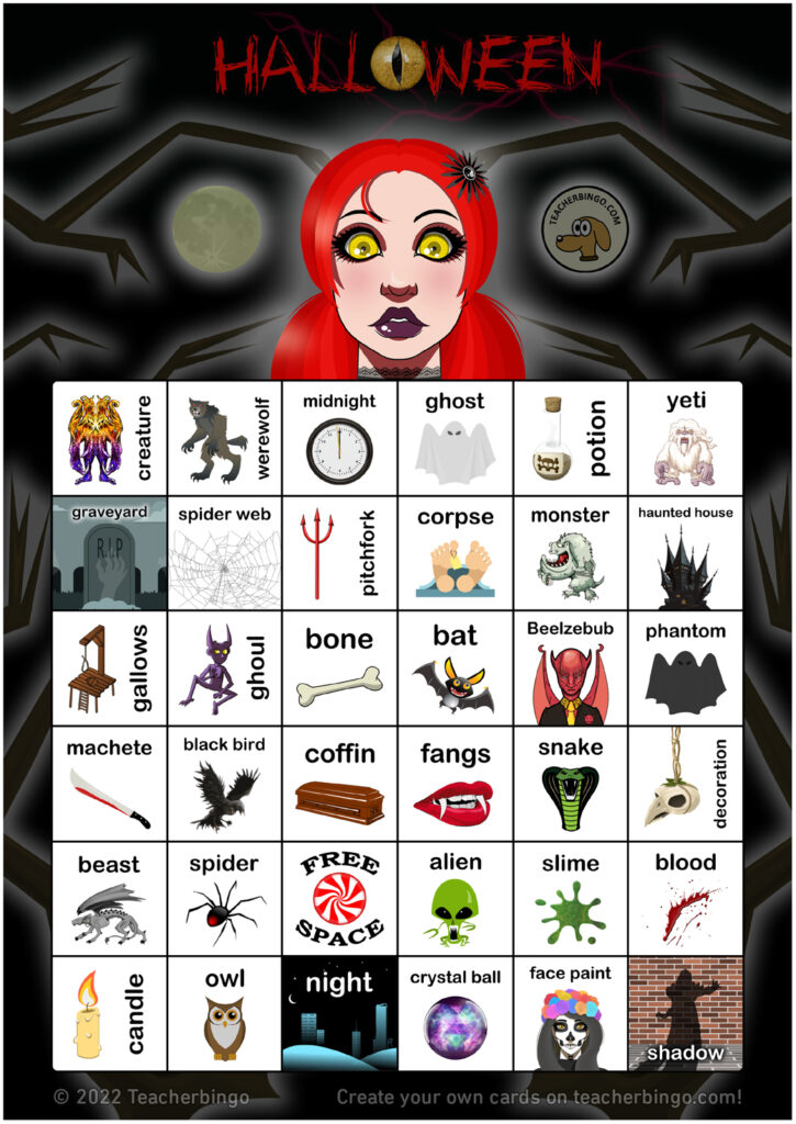 Scary Halloween Bingo 6x6 (100 pages + call sheet) | Made By Teachers