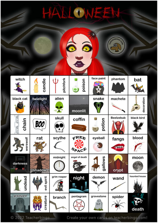 Scary Halloween Bingo 7x7 (100 pages + call sheet) | Made By Teachers