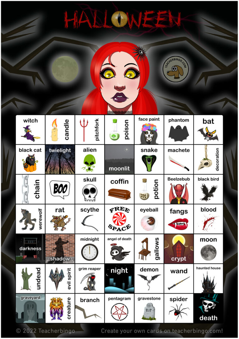 Scary Halloween Bingo 7x7 (100 pages + call sheet) | Made By Teachers