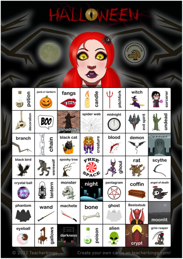 Scary Halloween Bingo 7x7 (100 pages + call sheet) | Made By Teachers