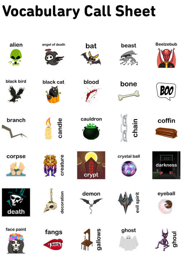 Scary Halloween Bingo 7x7 (100 pages + call sheet) | Made By Teachers