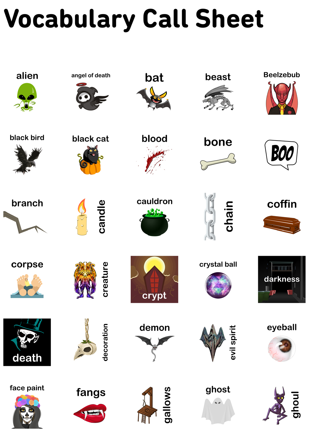 Scary Halloween Bingo 7x7 (100 pages + call sheet) | Made By Teachers