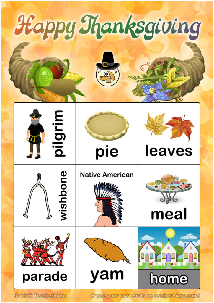 Thanksgiving Bingo 3x3 (5 pages + call sheet) | Made By Teachers