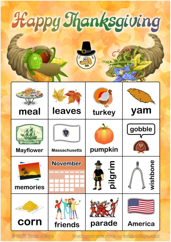 Thanksgiving Bingo 4x4 (5 pages + call sheet) | Made By Teachers
