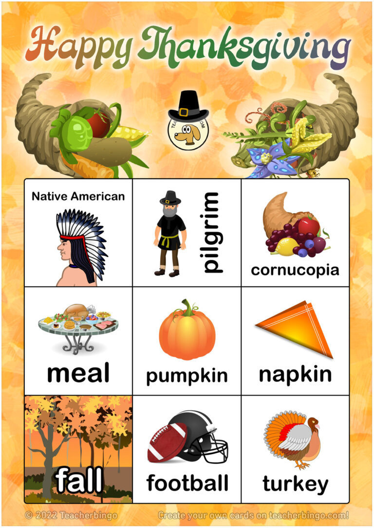Thanksgiving Bingo 3x3 (100 pages + call sheet) | Made By Teachers