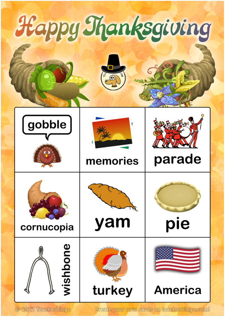Thanksgiving Bingo 3x3 (100 pages + call sheet) | Made By Teachers