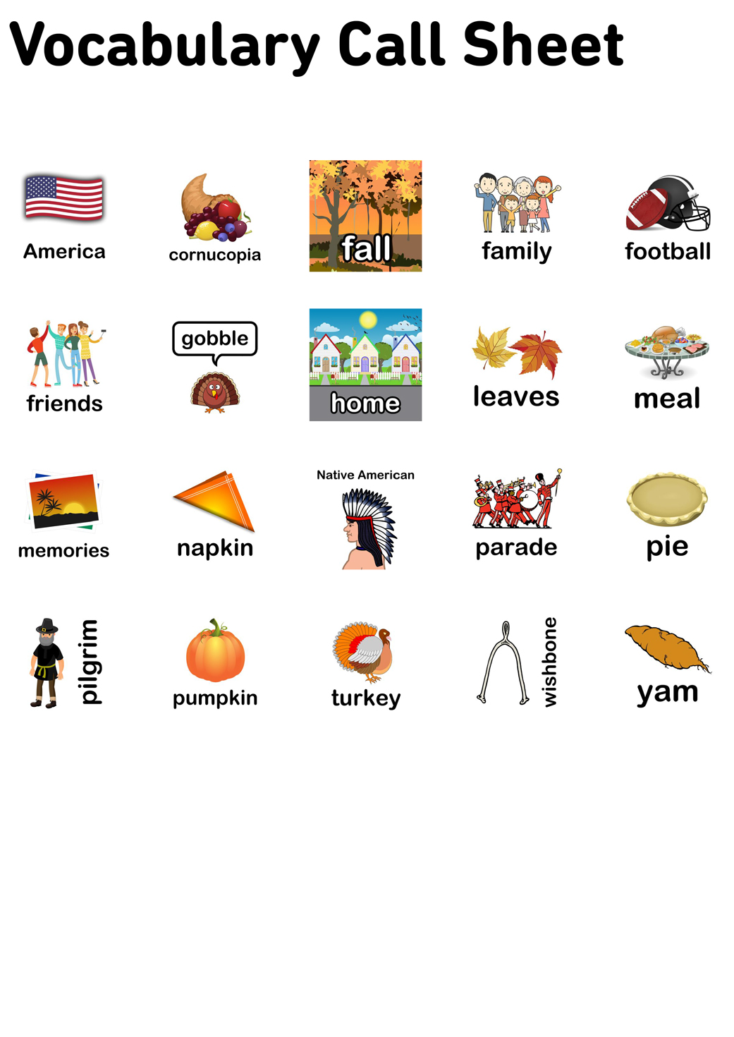 Thanksgiving Bingo 4x4 (100 pages + call sheet) | Made By Teachers