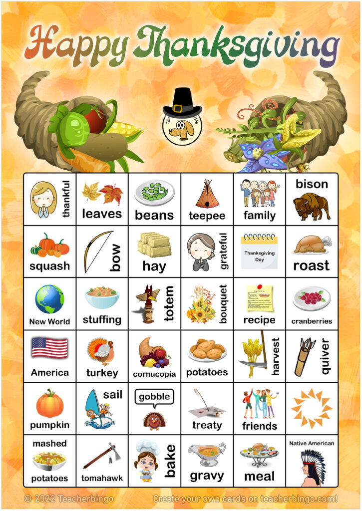 Thanksgiving Bingo 6x6 (100 pages + call sheet) | Made By Teachers