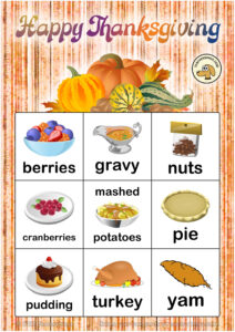 Thanksgiving Food Bingo 3x3 (5 pages + call sheet) | Made By Teachers