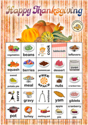 Thanksgiving Food Bingo 5x5 (5 pages + call sheet) | Made By Teachers