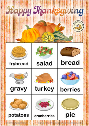 Thanksgiving Food Bingo 3x3 (100 pages + call sheet) | Made By Teachers