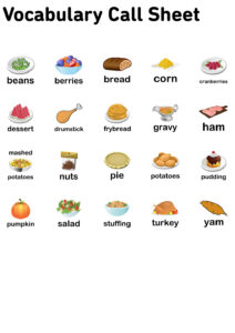 Thanksgiving Food Bingo 3x3 (100 pages + call sheet) - Made By Teachers
