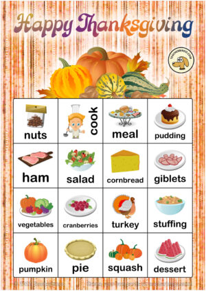 Thanksgiving Food Bingo 4x4 (100 pages + call sheet) | Made By Teachers