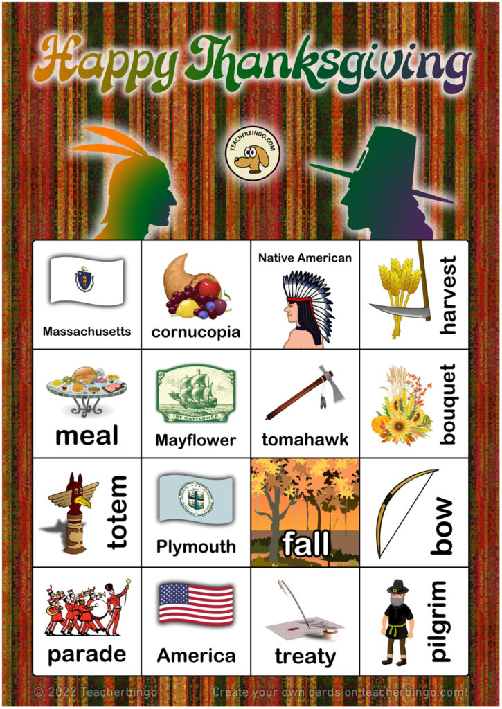 Thanksgiving Bingo 4x4 (5 pages + call sheet) | Made By Teachers