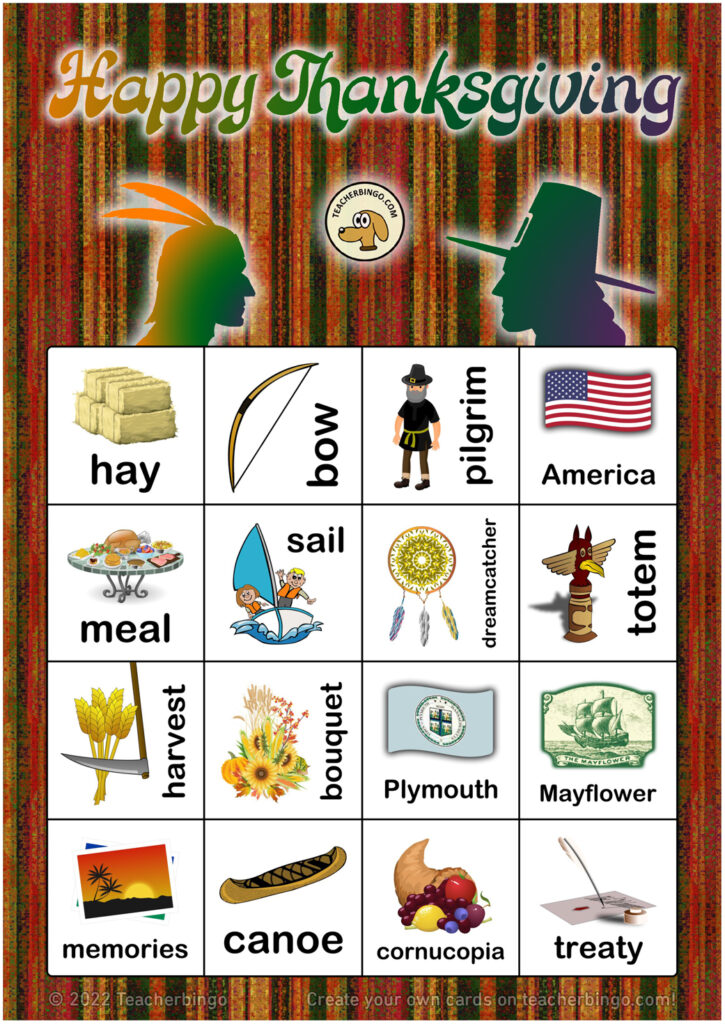 Thanksgiving Bingo Historical 4x4 (5 pages + call sheet) | Made By Teachers