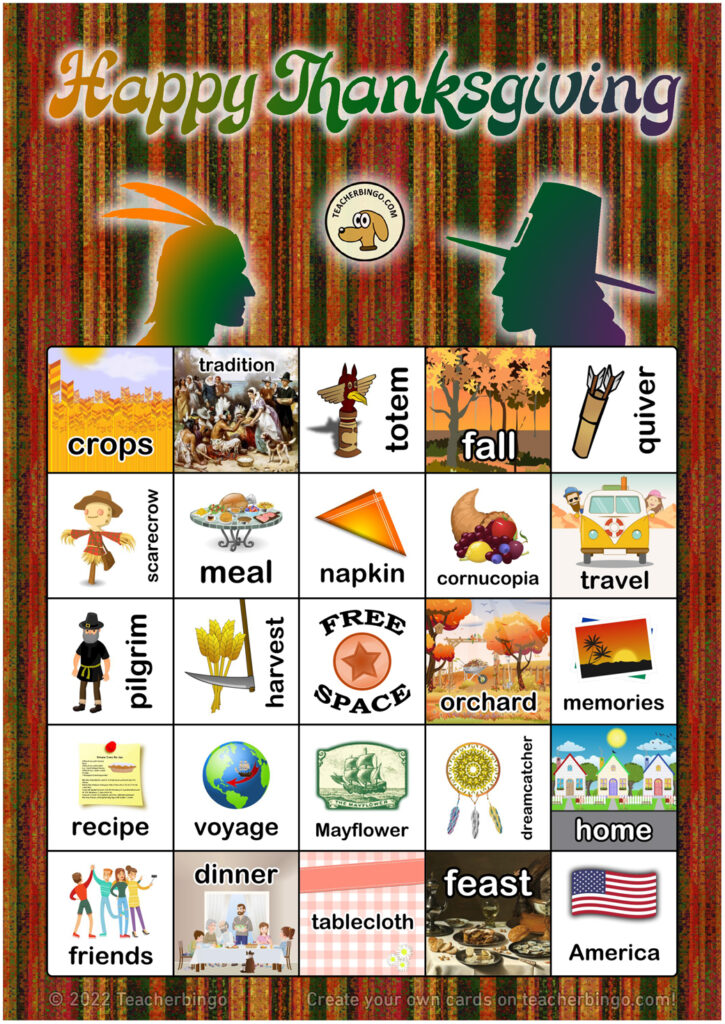 Thanksgiving Bingo Historical 5x5 (5 pages + call sheet) | Made By Teachers