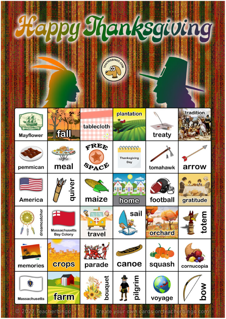 Thanksgiving Bingo Historical 5x5 (100 pages + call sheet) | Made By ...