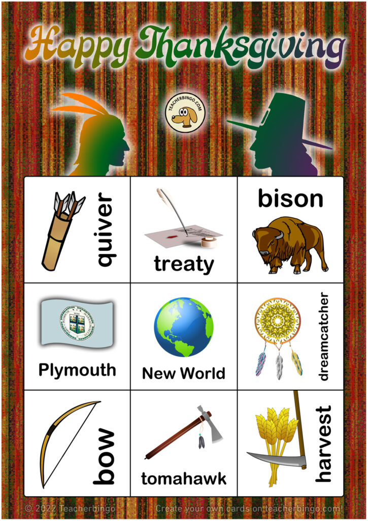 Thanksgiving Bingo Historical 3x3 (100 pages + call sheet) | Made By ...