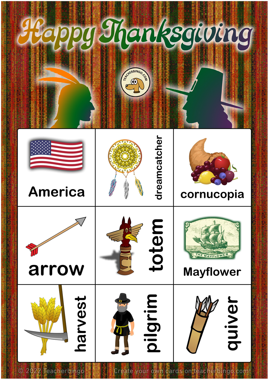 Thanksgiving Bingo Historical 3x3 (100 pages + call sheet) | Made By ...