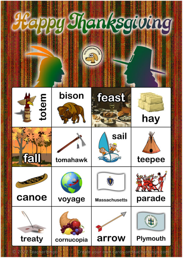 Thanksgiving Bingo Historical 4x4 (100 pages + call sheet) | Made By ...