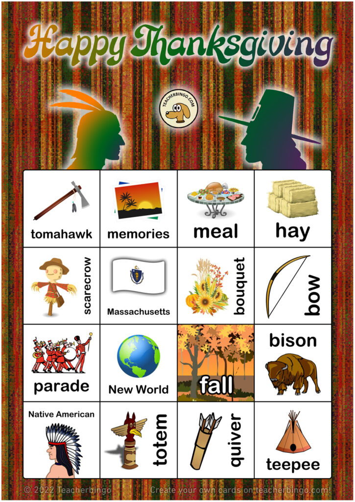 Thanksgiving Bingo Historical 4x4 (100 pages + call sheet) | Made By ...