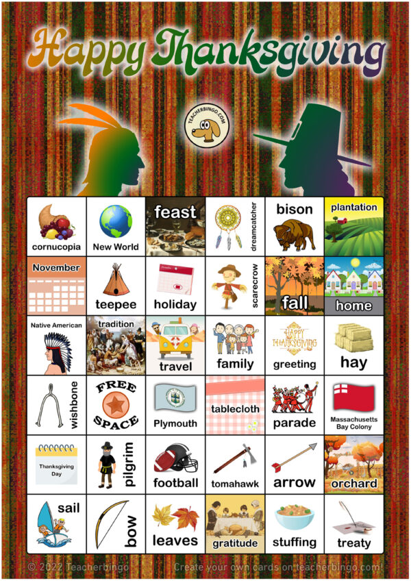 Thanksgiving Bingo Historical 6x6 (100 pages + call sheet) | Made By ...