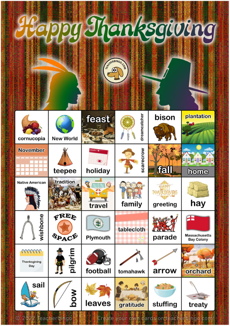 Thanksgiving Bingo 6x6 (100 pages + call sheet) | Made By Teachers