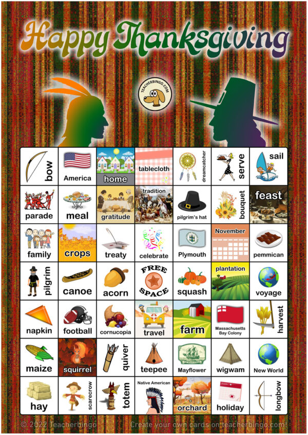 Thanksgiving Bingo Historical 7x7 (100 pages + call sheet) | Made By ...
